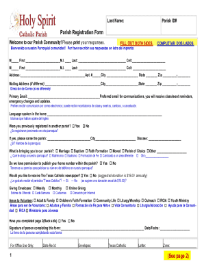 Fillable Online Catholic Parish Parish Registration Form Fax Email ...