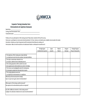 Fillable Online Carpenter Training Evaluation Form Entrenamiento de ...