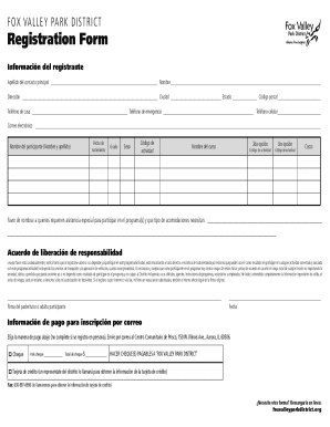 Fillable Online FOX VALLEY PARK DISTRICT - Registration Form Fax Email Print - pdfFiller