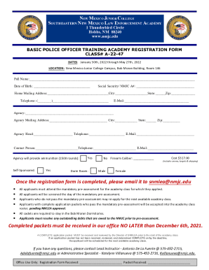 Fillable Online Nmjc Law Enforcement Academy - Effective Ways To ...