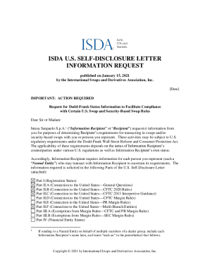 Fillable Online ISDA U.S. SELF-DISCLOSURE LETTER INFORMATION REQUEST ...