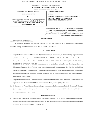 Fillable Online ESTADO LIBRE ASOCIADO DE PUERTO RICO TRIBUNAL GENERAL ...