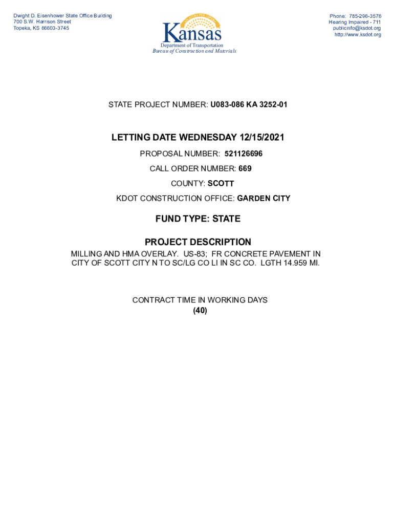 Fillable Online kdotapp ksdot KANSAS DEPARTMENT OF TRANSPORTATION ...