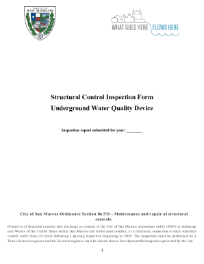 Fillable Online Structural Control Inspection Form Underground Water ...