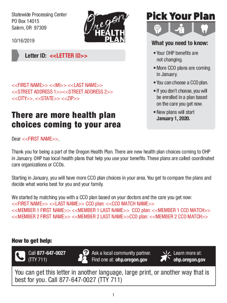 Fillable Online CCO Plan Comparison Guide - sharedsystems.dhsoha.state ...