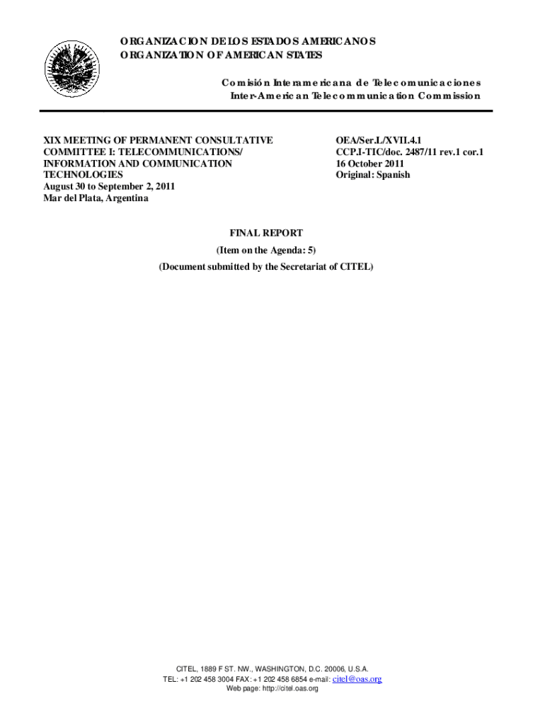 Fillable Online citel oas citel.oas.orgFinal-ReportsP1!T ...
