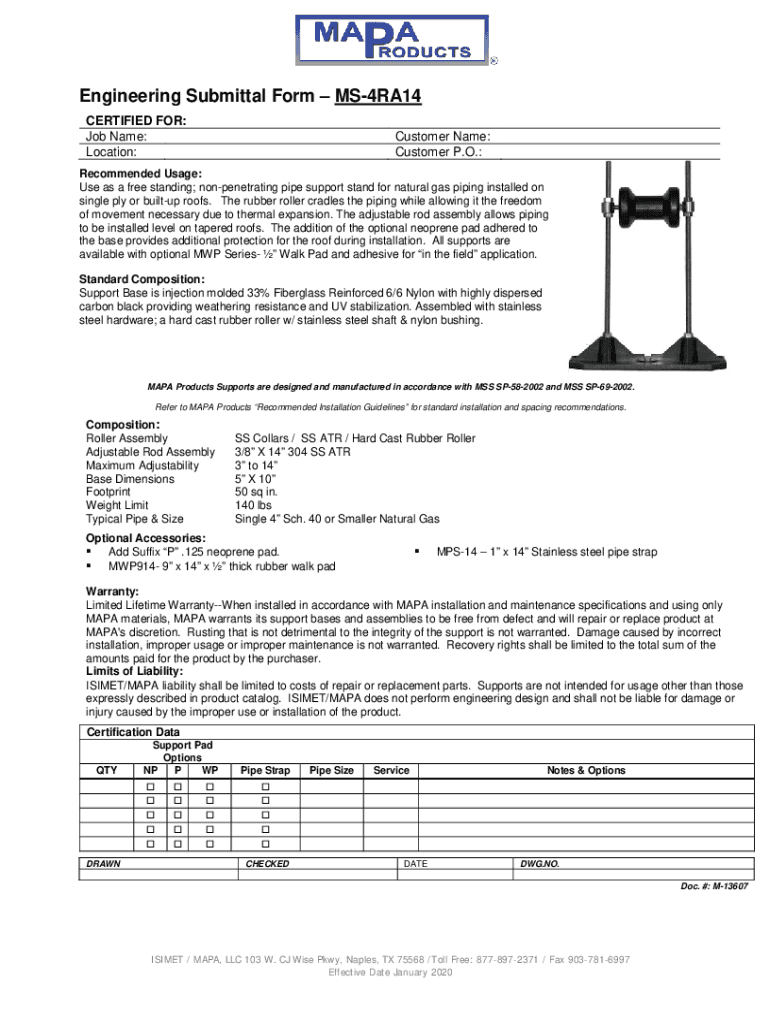 Fillable Online www.mapaproducts.comfilesMapaRollerSupportEngineering ...