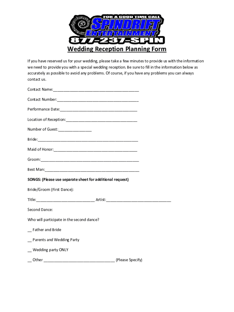 Fillable Online Wedding Music Template - Fill Out and Sign Printable ...