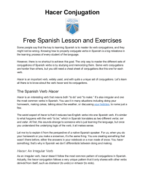 Fillable Online Hacer Conjugation: Free Spanish Lesson, Exercises, and ...