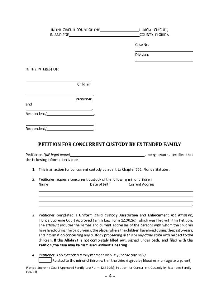 Fillable Online Instructions For Florida Supreme Court Approved Family ...