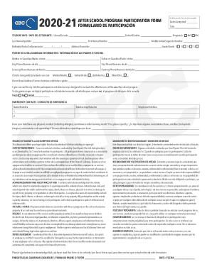 Fillable Online 2020-21AFTER SCHOOL PROGRAM PARTICIPATION FORM Fax ...