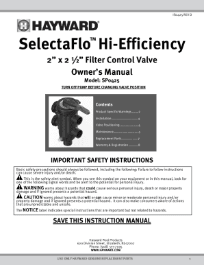 Fillable Online Hayward Vari Flo Valve Manual / Hayward Pool Com -Photo ...