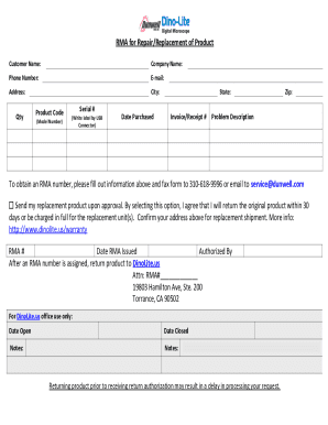 Fillable Online RMA Request Form Fax Email Print - pdfFiller
