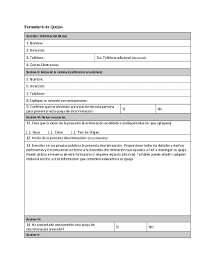 Fillable Online Formulario De Quejas De El Consumidor - The Department ...