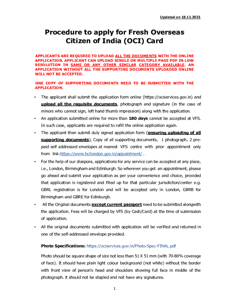 Fillable Online Overseas Citizen Of India Cardholder - OCI-Services Fax ...