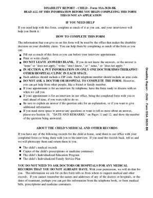 Fillable Online Fill - Free fillable DISABILITY REPORT - CHILD - Form ...