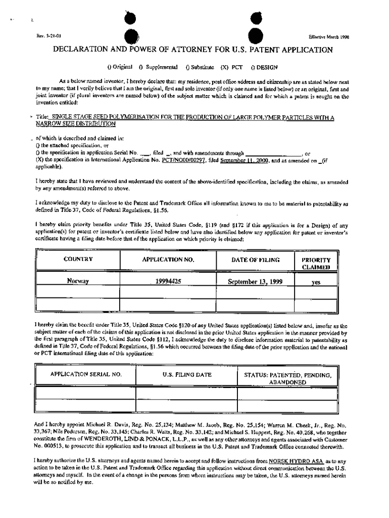 Fillable Online Effective March DECLARATION AND POWER OF ATTORNEY ...