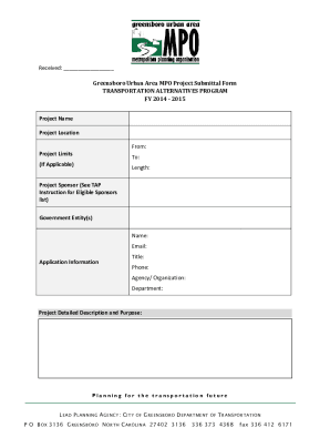 Fillable Online Received: Greensboro Urban Area MPO Project Submittal ...