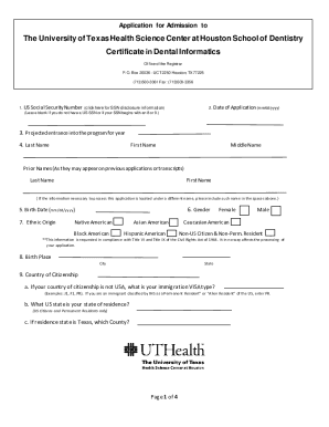 Fillable Online sph.uth.eduenrolladmissionsAdmissions - The University ...