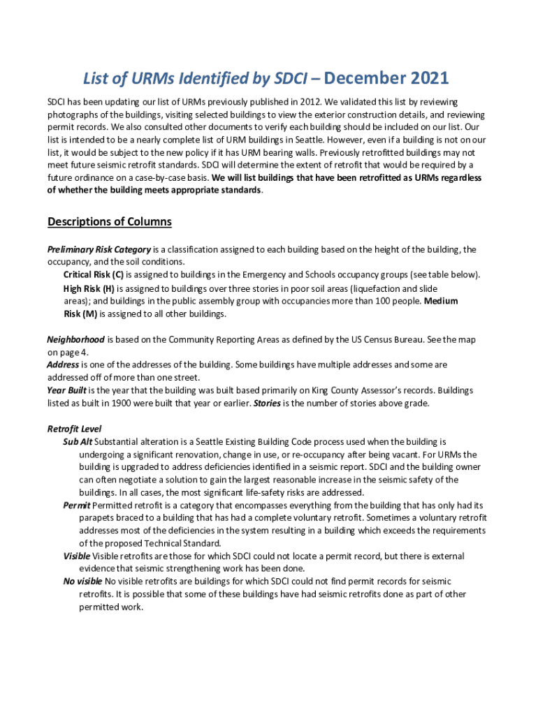 Fillable Online Seattle SDCI - List of Confirmed Unreinforced Masonry ...