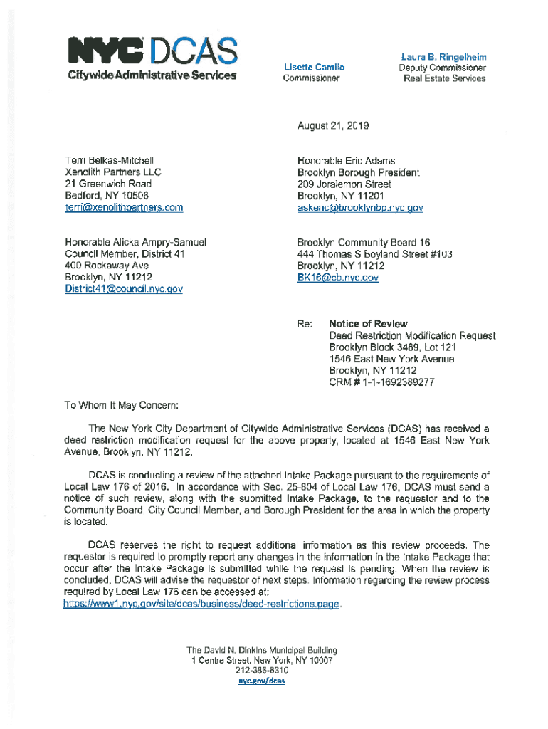 Fillable Online Deed Restrictions (DCAS) - nyc.gov Fax Email Print ...