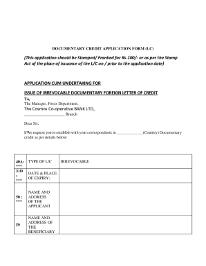 Fillable Online Documentary Letter Of Credit (DLC)MT700Trade Finance ...