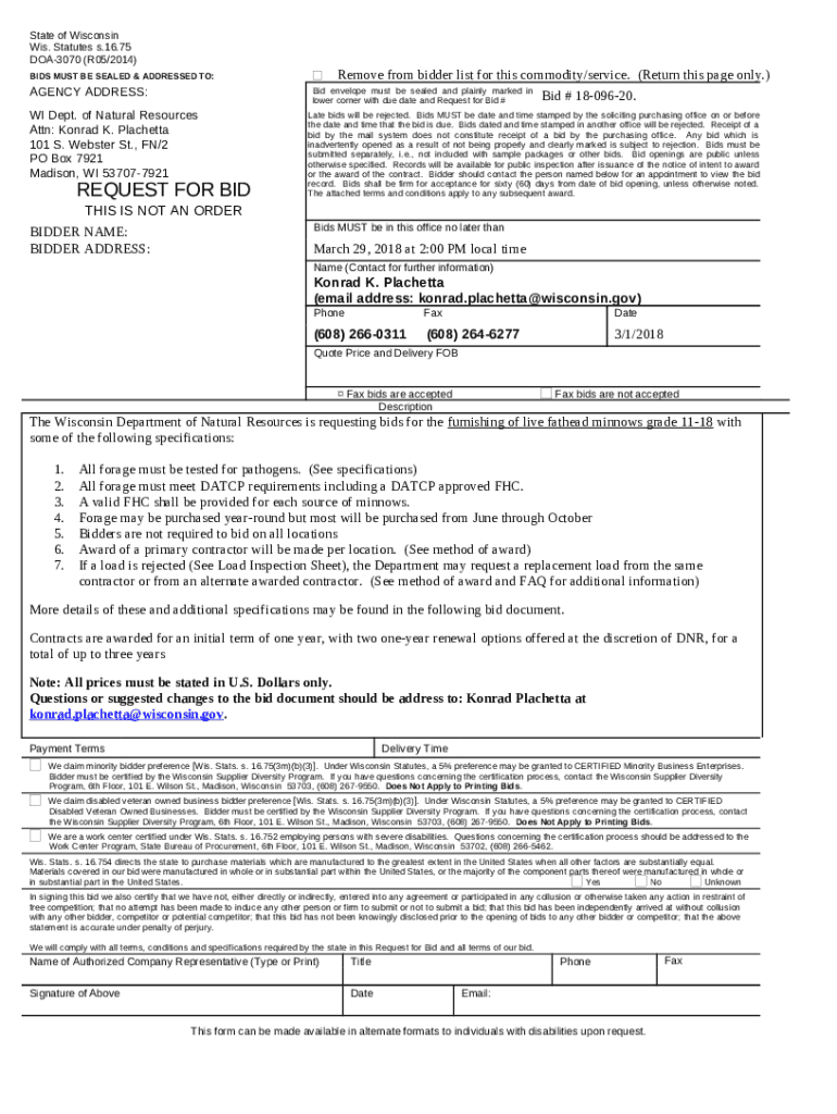 Request fo rBid - doa.wi.gov Doc Template | pdfFiller