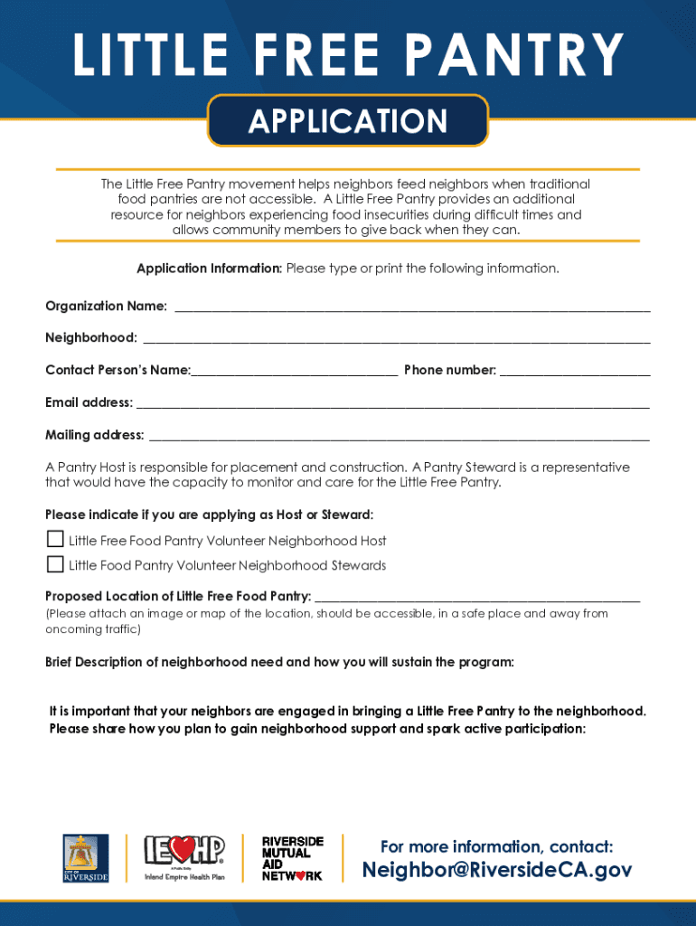 Fillable Online little free pantrylittle free pantrylittle free ...