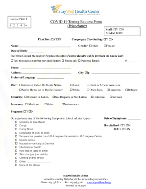 Fillable Online Fillable Online COVID 19 Testing Request Form (Print ...