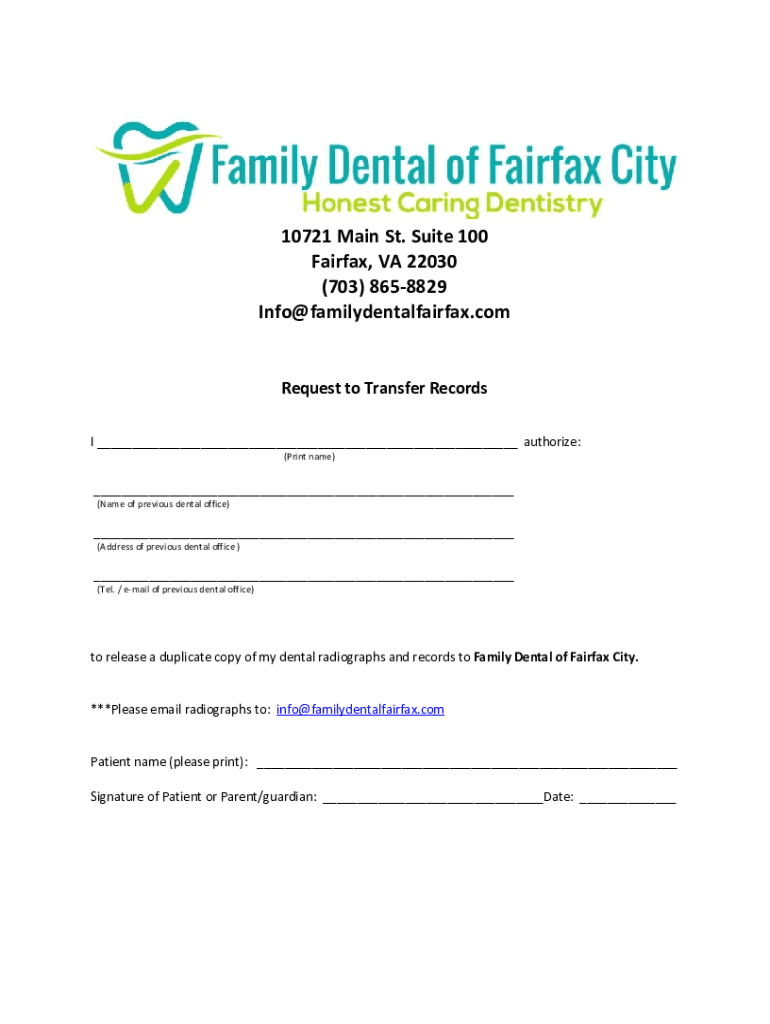 Fillable Online 10721 Main St. Suite 100 Fairfax, VA 22030 (703) 865 ...