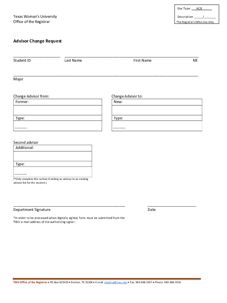 Fillable Online Advisor Change Request Fax Email Print - pdfFiller