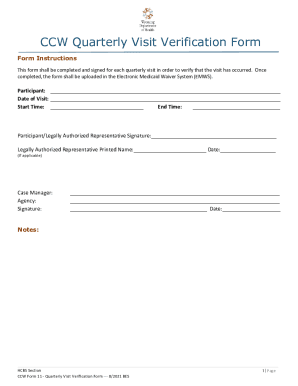 Fillable Online CCW Form 11 - Home Visit Verification Form Fax Email ...