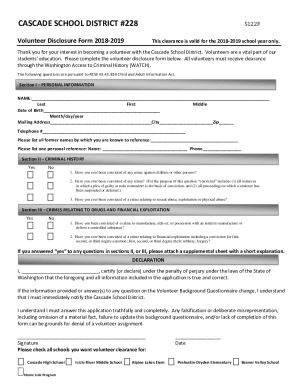 Fillable Online www.cascadesd.orgcmslibVolunteer Disclosure Form 1819 ...