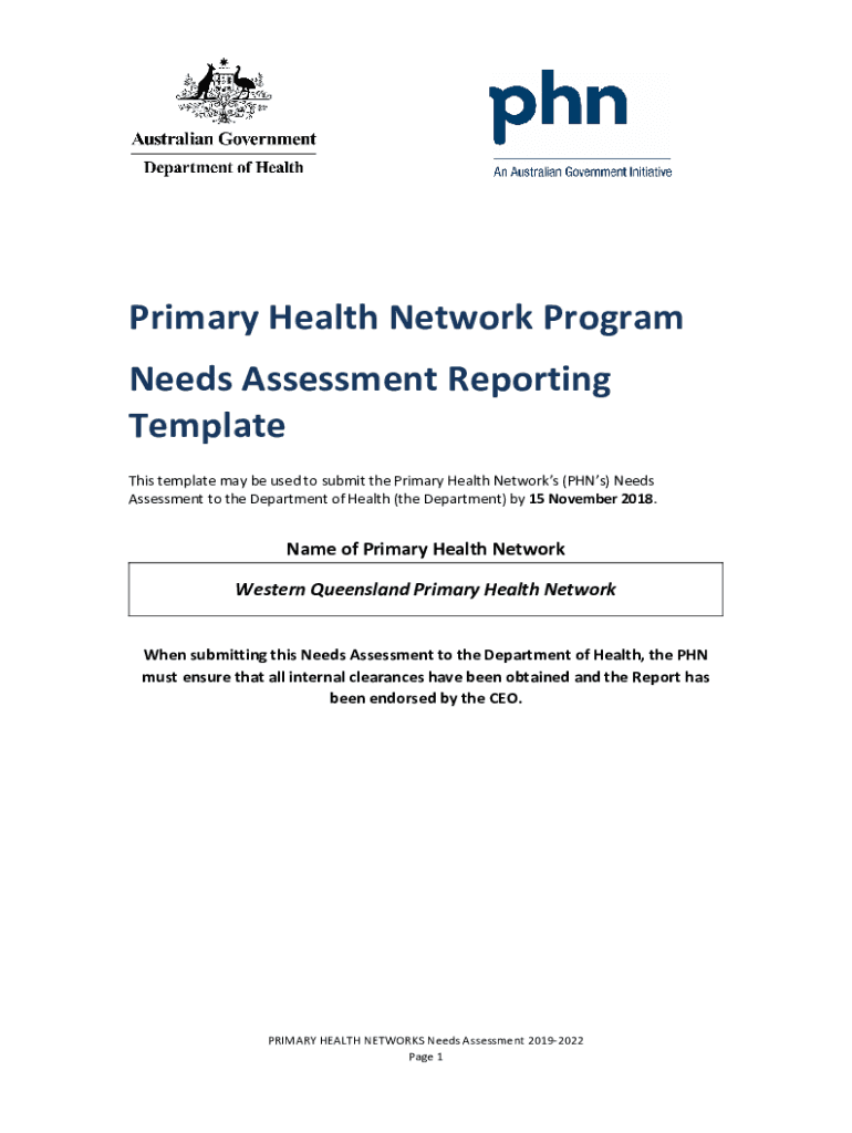 Fillable Online Needs assessment reporting template - Western ...