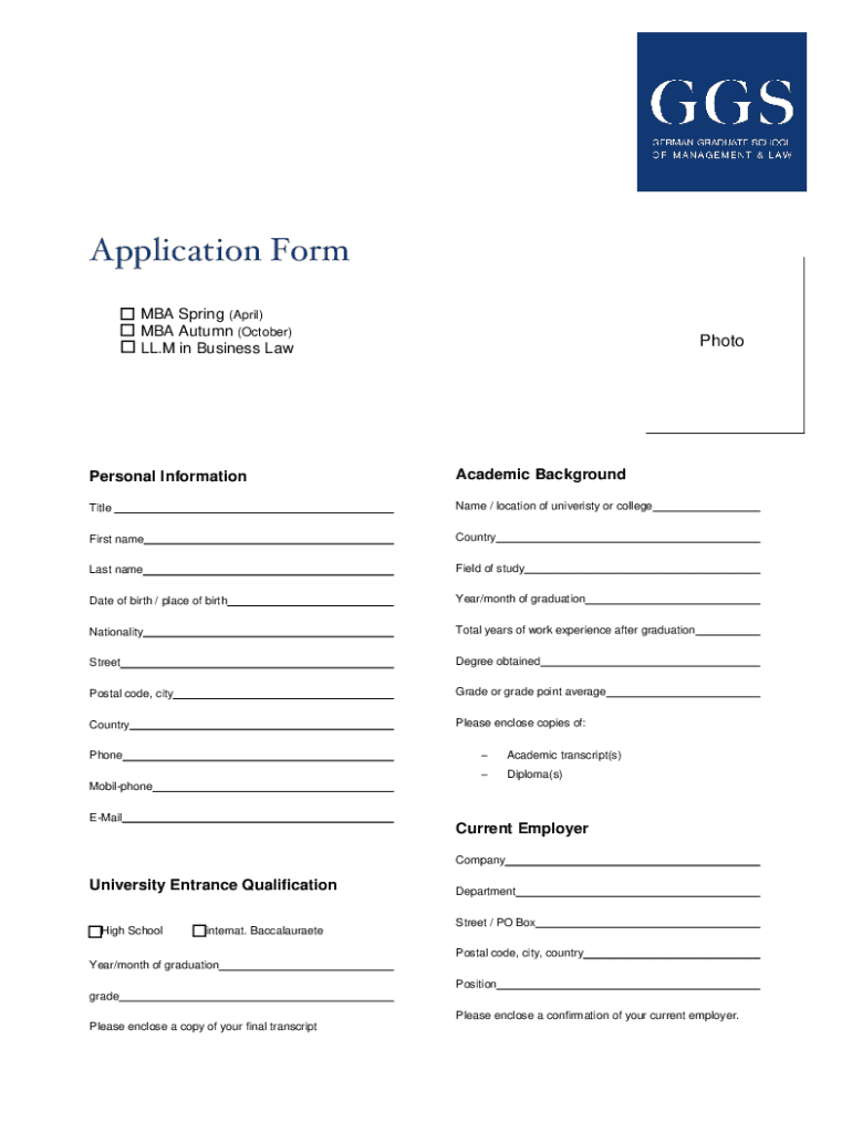 Fillable Online Application Form - ggs.de Fax Email Print - pdfFiller