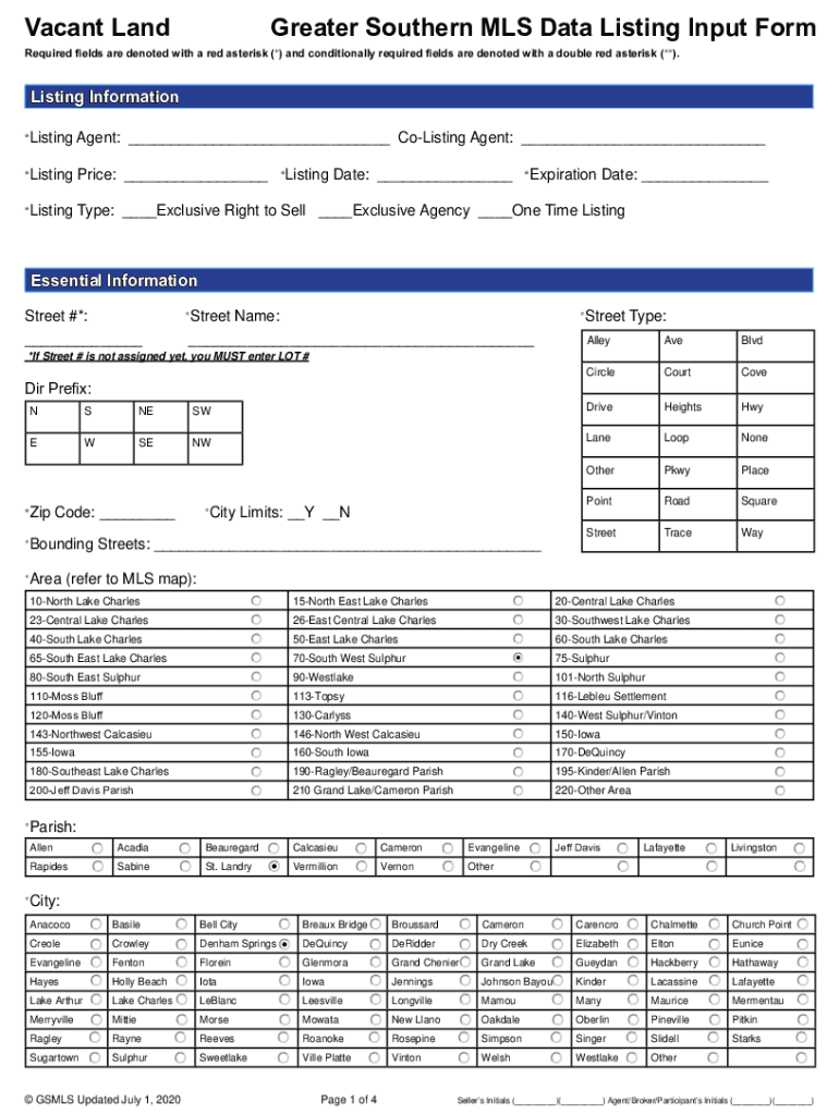 Fillable Online Commercial Lease Greater Southern MLS Data Listing Input Form Fax Email Print ...