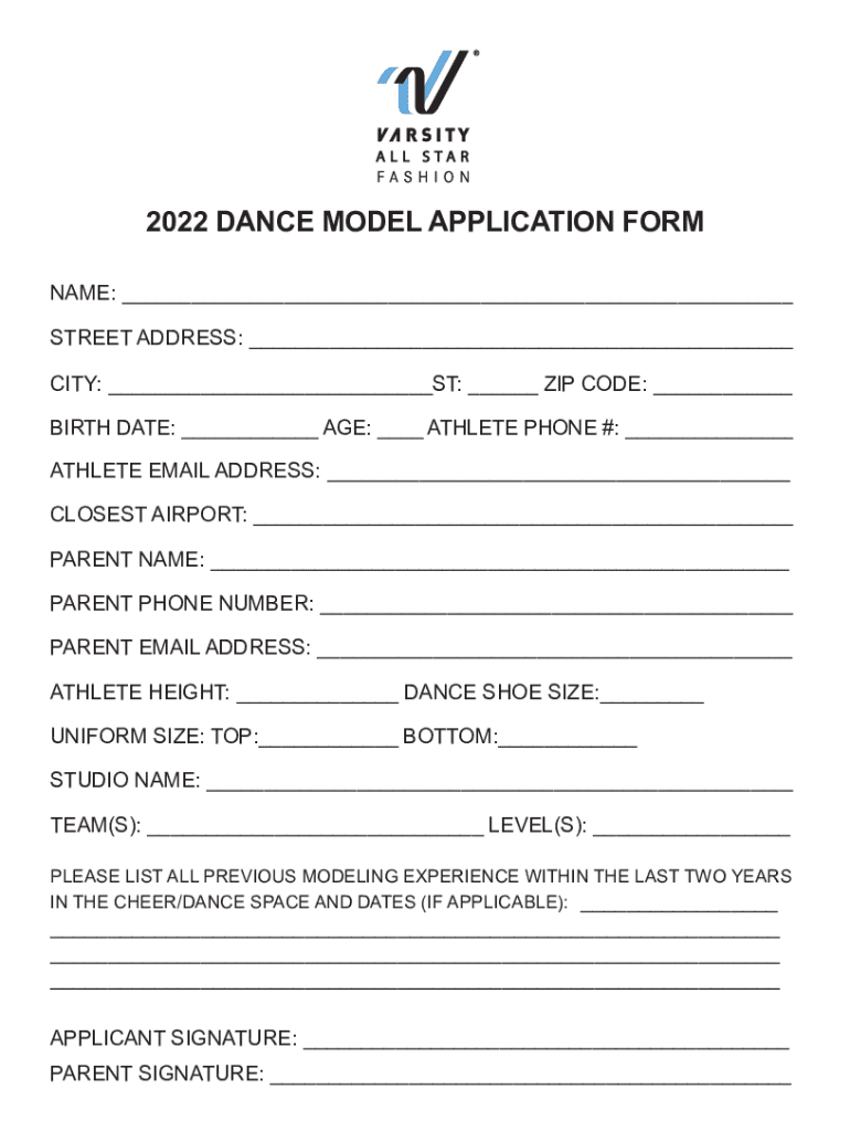 Fillable Online www.varsity.comwp-contentuploads2022 DANCE MODEL ...
