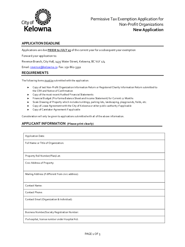 Fillable Online Fillable Online Permissive Tax Exemption Application for ... Fax Email Print ...