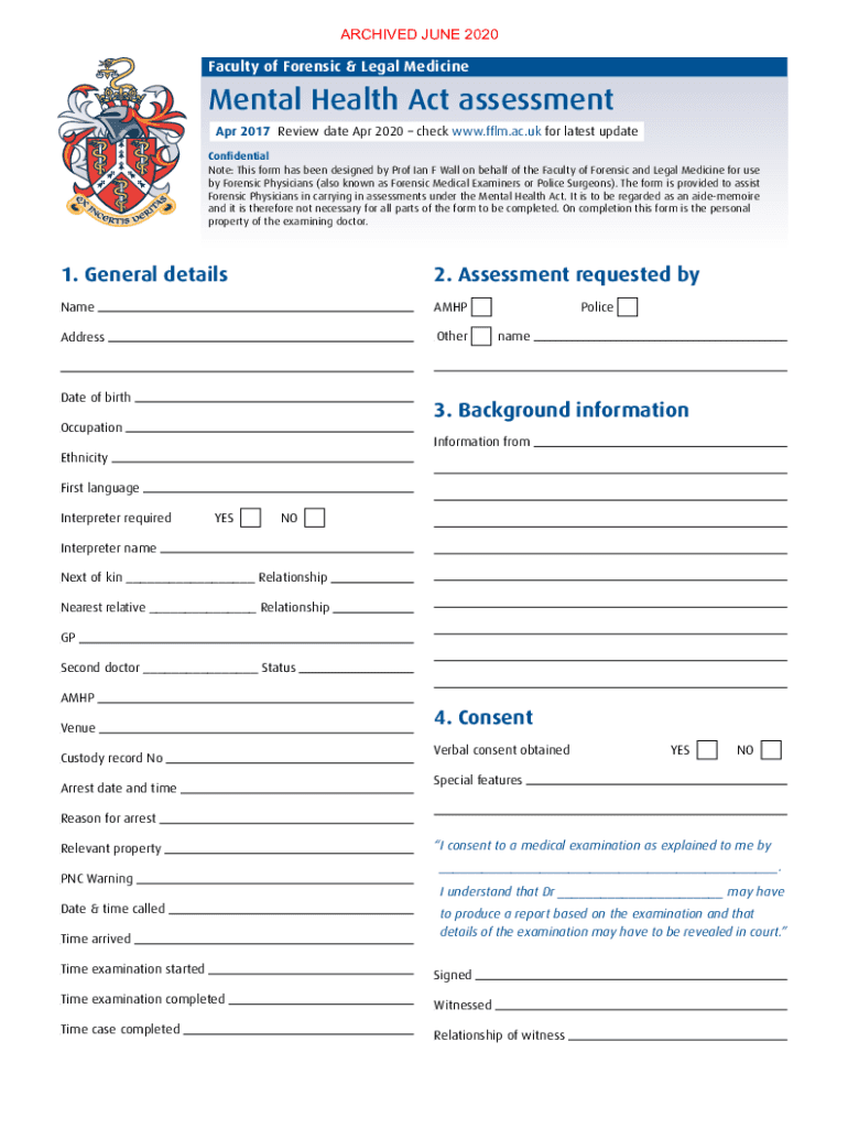 Fillable Online fflm ac Fillable Online Mental Health Act assessment ...