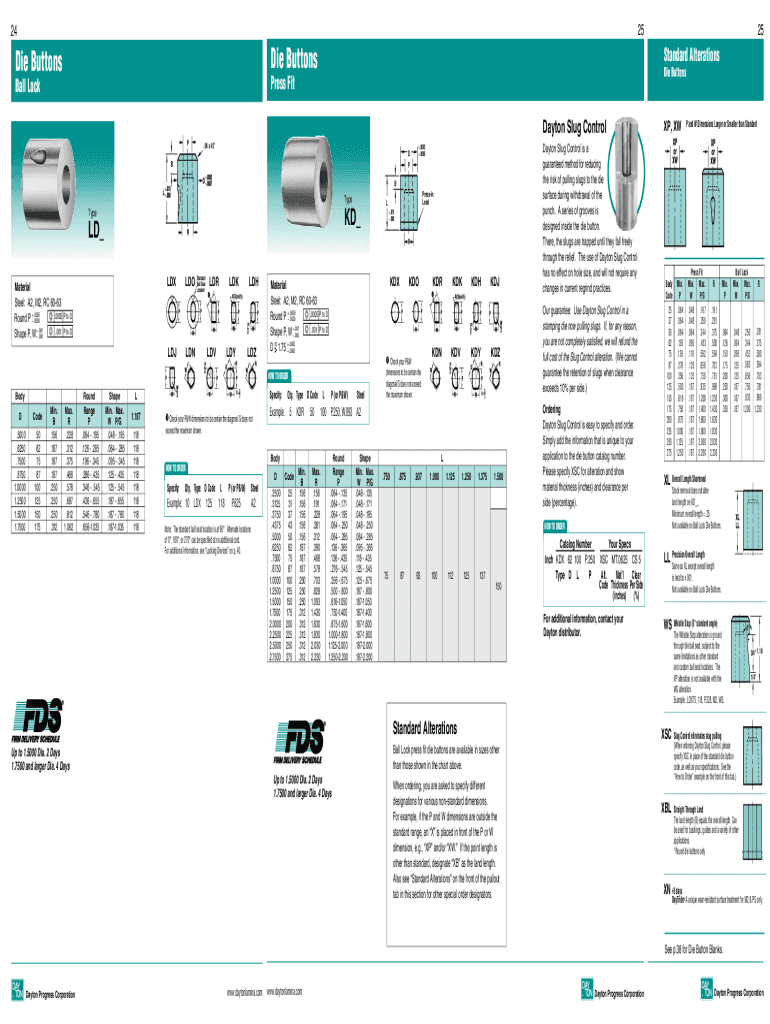 Fillable Online Die Buttons Multi-Position Retainers Fax Email Print ...