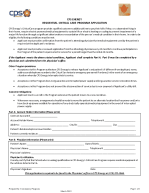 Fillable Online cps energy residential critical care program ...