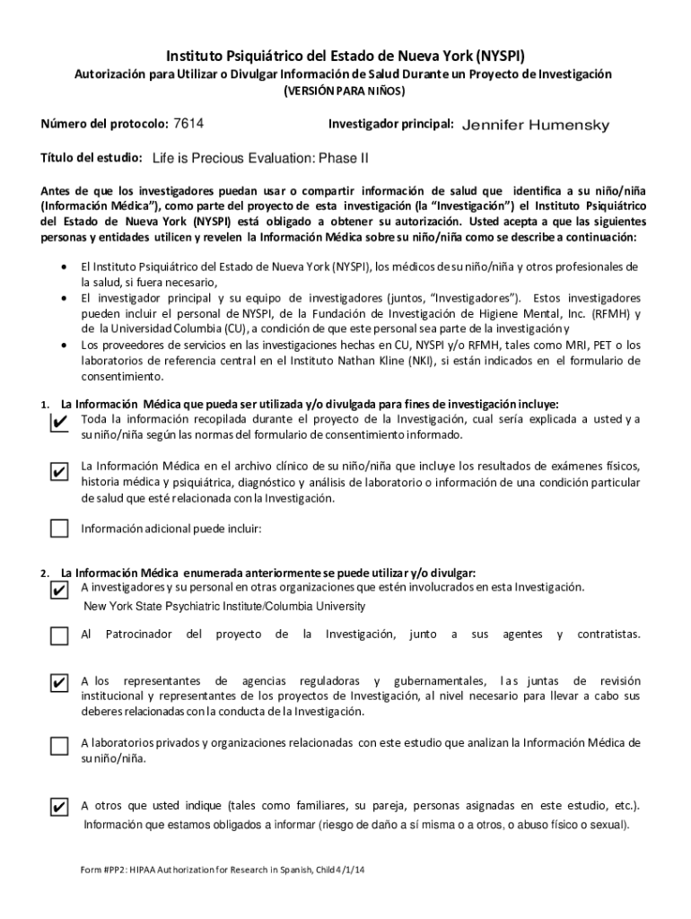 Fillable Online Instituto Psiquitrico del Estado de Nueva York (NYSPI ...