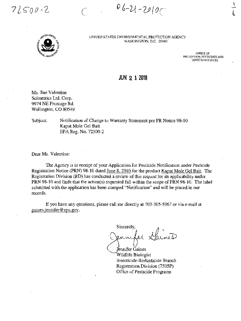 Fillable Online U.S. EPA, Pesticides, Label, KAPUT MOLE GEL BAIT, 6/21 ...