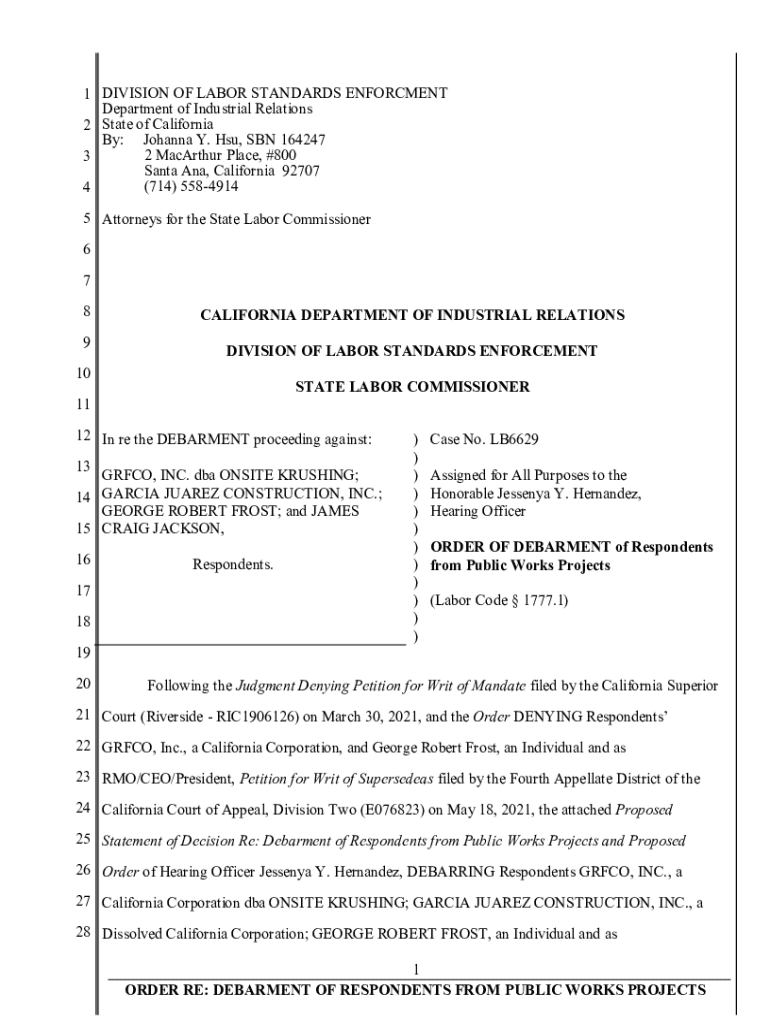 Fillable Online PDF division of labor standards enforcement ...