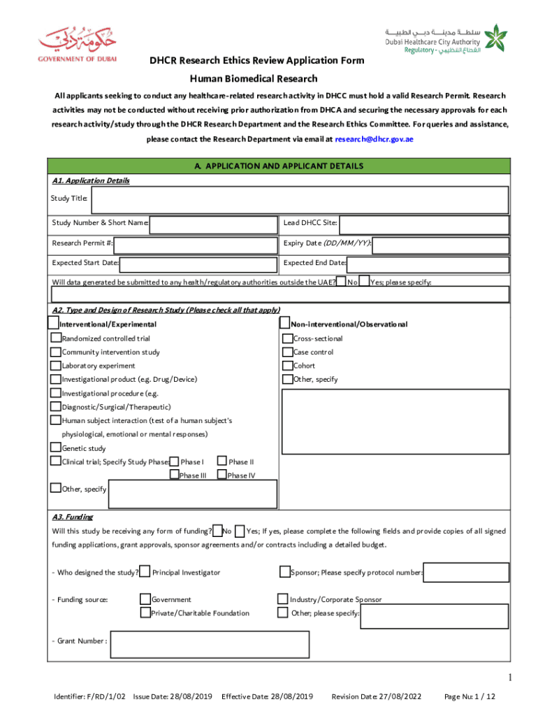 Fillable Online www.dhcr.gov.aelayouts15DHCR Research Ethics Review ...