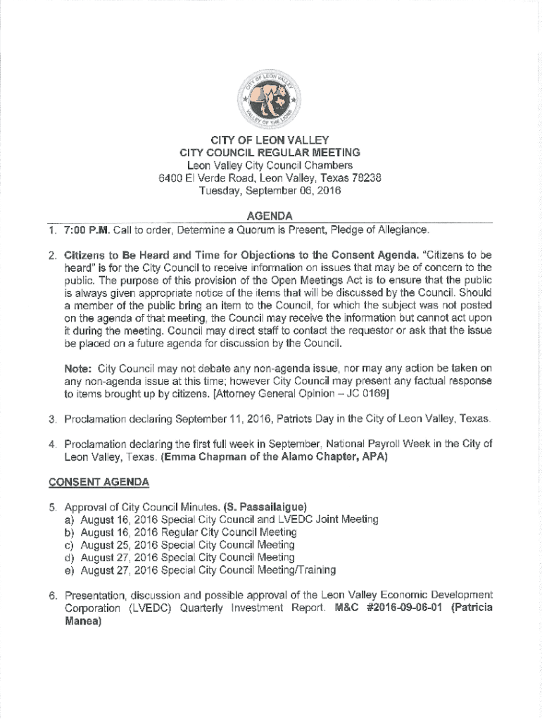 Fillable Online www.leonvalleytexas.govcitycouncilWelcome to Leon ...