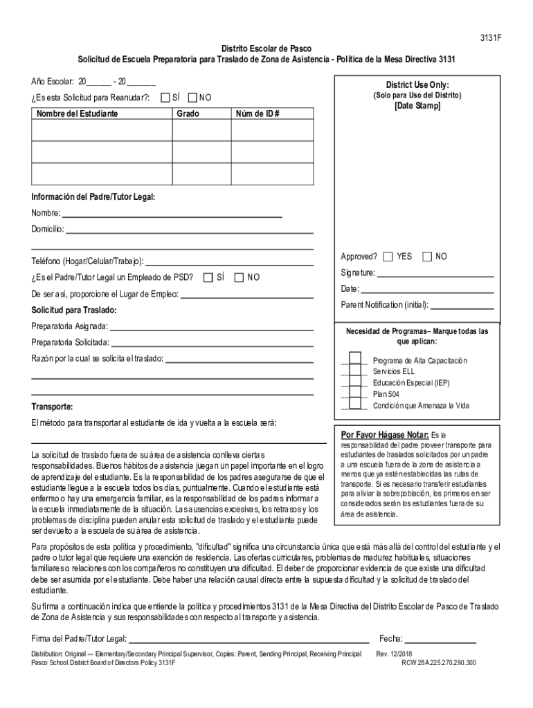 Fillable Online www.psd1.org cms libSolicitud de Escuela Preparatoria ...