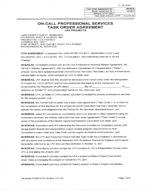 Fillable Online ON-CALL PROFESSIONAL SERVICES TASK ORDER AGREEMENT Fax ...