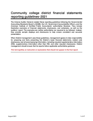 Fillable Online Community college financial statements reporting ...