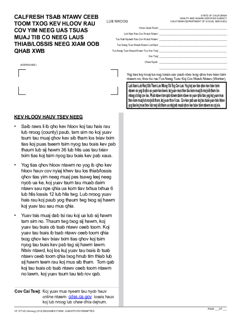 Fillable Online CalFresh Notice Of Status Change For Households With ...